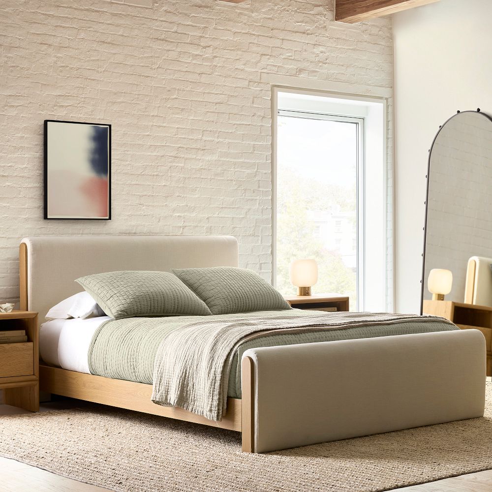 Asher Bed: Solid Wood, Blonde Finish | West Elm