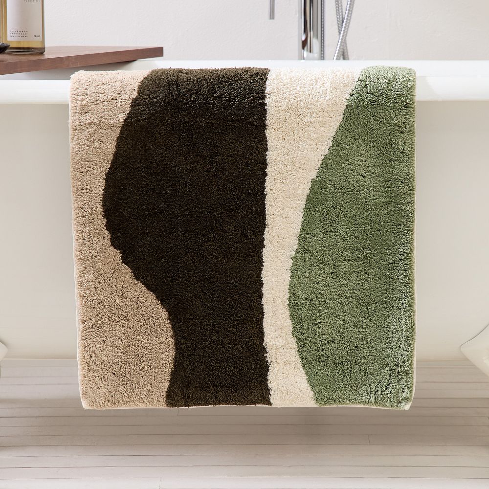 Modern Waves Bath Mat, 100% Cotton | West Elm