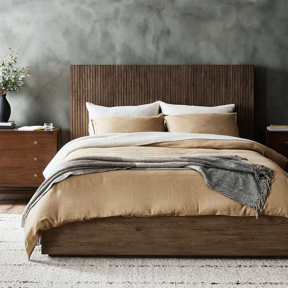 Zahra Reeded Oak Bed – Solid Wood Frame | West Elm