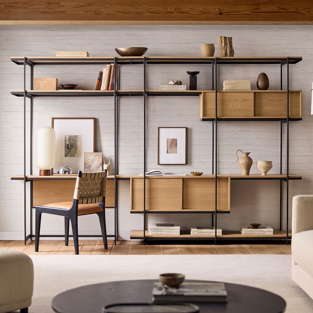 Pierce Wall Desk w/ Extra Wide Shelf Unit (122") | West Elm