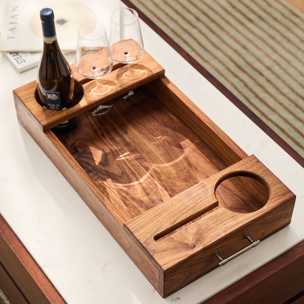 Walnut Wood Wine Serving Tray | West Elm