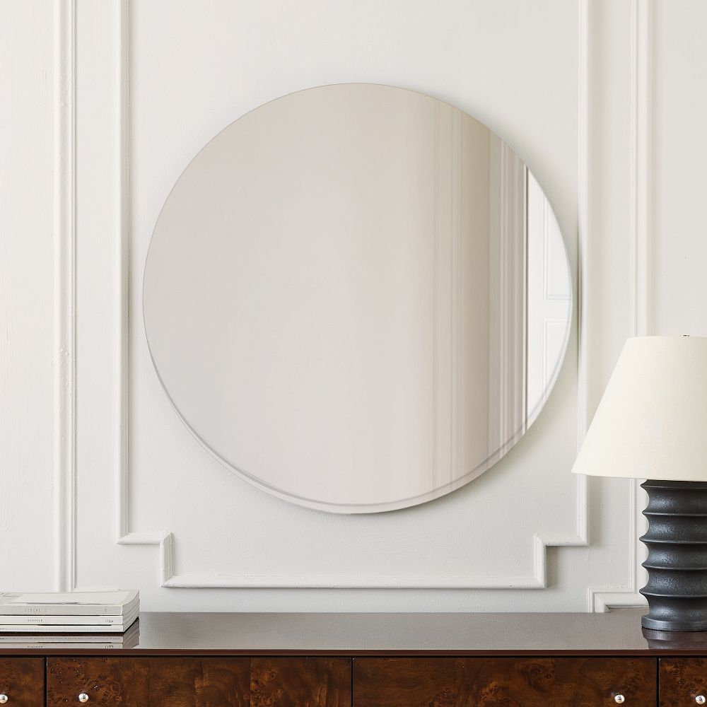 Beveled Edge Frameless Round Wall Mirror | West Elm