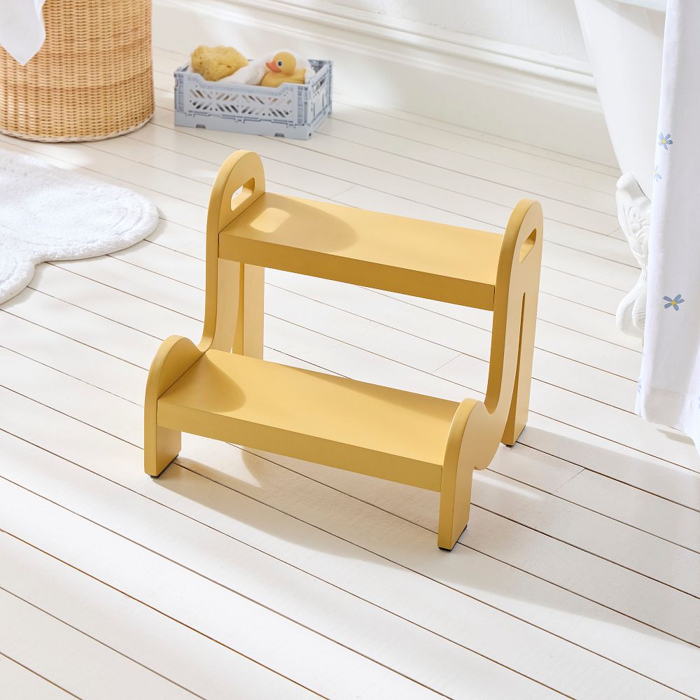 Wave Step Stool – Mango Wood, Durable Design | West Elm