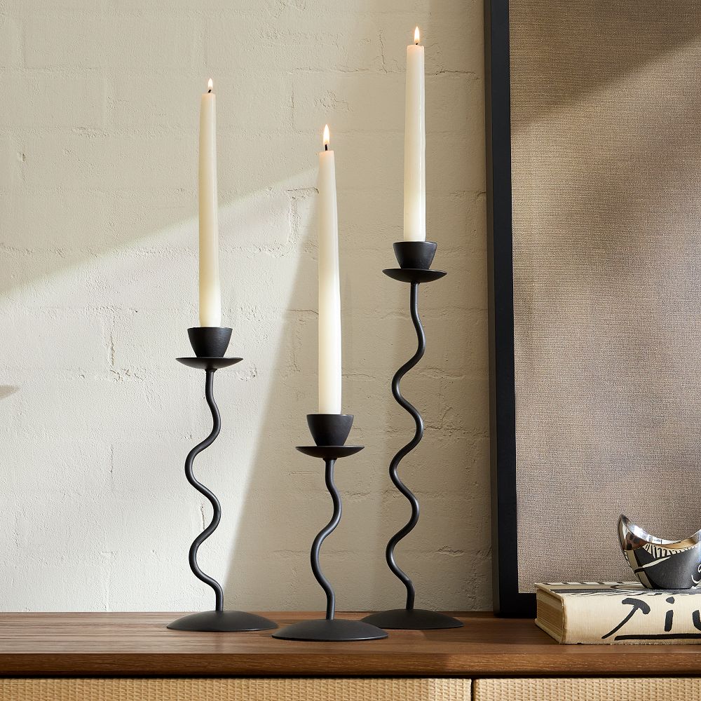 Zigzag Metal Taper Holders Antique Bronze | West Elm