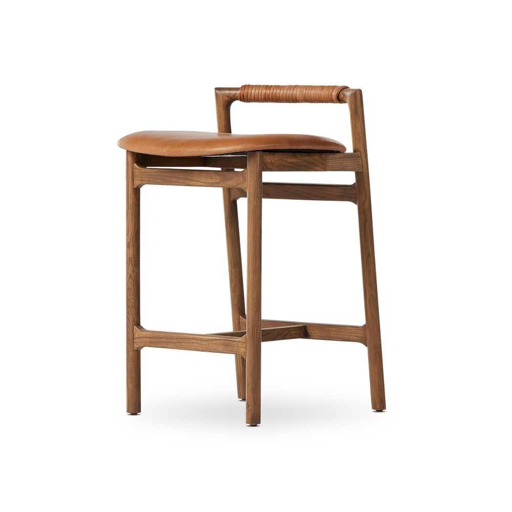 Open Box: Caton Leather Counter Stool - Haven Tobacco | West Elm