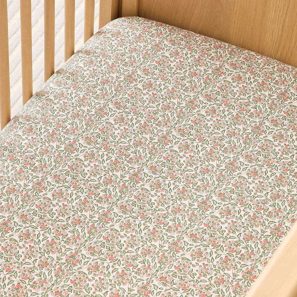 Pink Chicken Floral Crib Fitted Sheet | West Elm