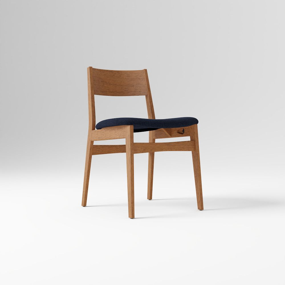 Open Box: Baltimore Dining Chair - Basket Slub Midnight, Cool Walnut ...